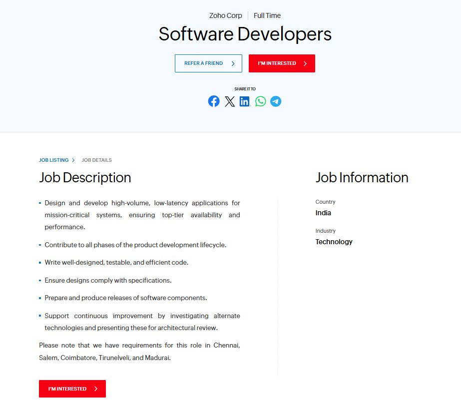 Jones Sathya on LinkedIn: #zoho #hiring #zohojobs #zohocareers # ... Jones Sathya on LinkedIn: #zoho #hiring #zohojobs #zohocareers # ...