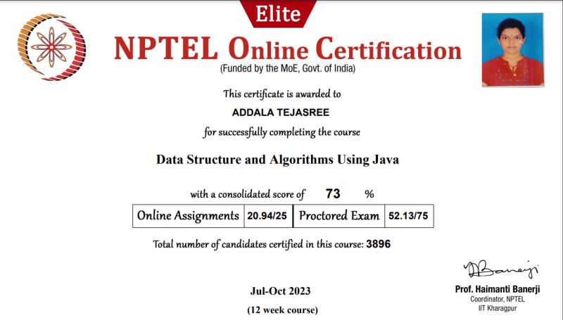 Tejasree Addala on LinkedIn: #datastructures #algorithms #java #nptel # ... Tejasree Addala on LinkedIn: #datastructures #algorithms #java #nptel # ...