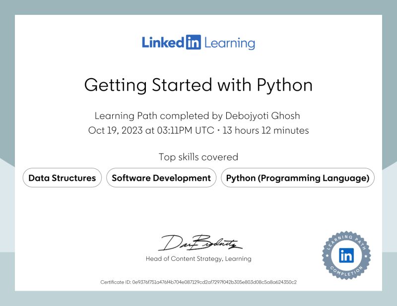 Debojyoti Ghosh on LinkedIn: Certificate of Completion Debojyoti Ghosh on LinkedIn: Certificate of Completion