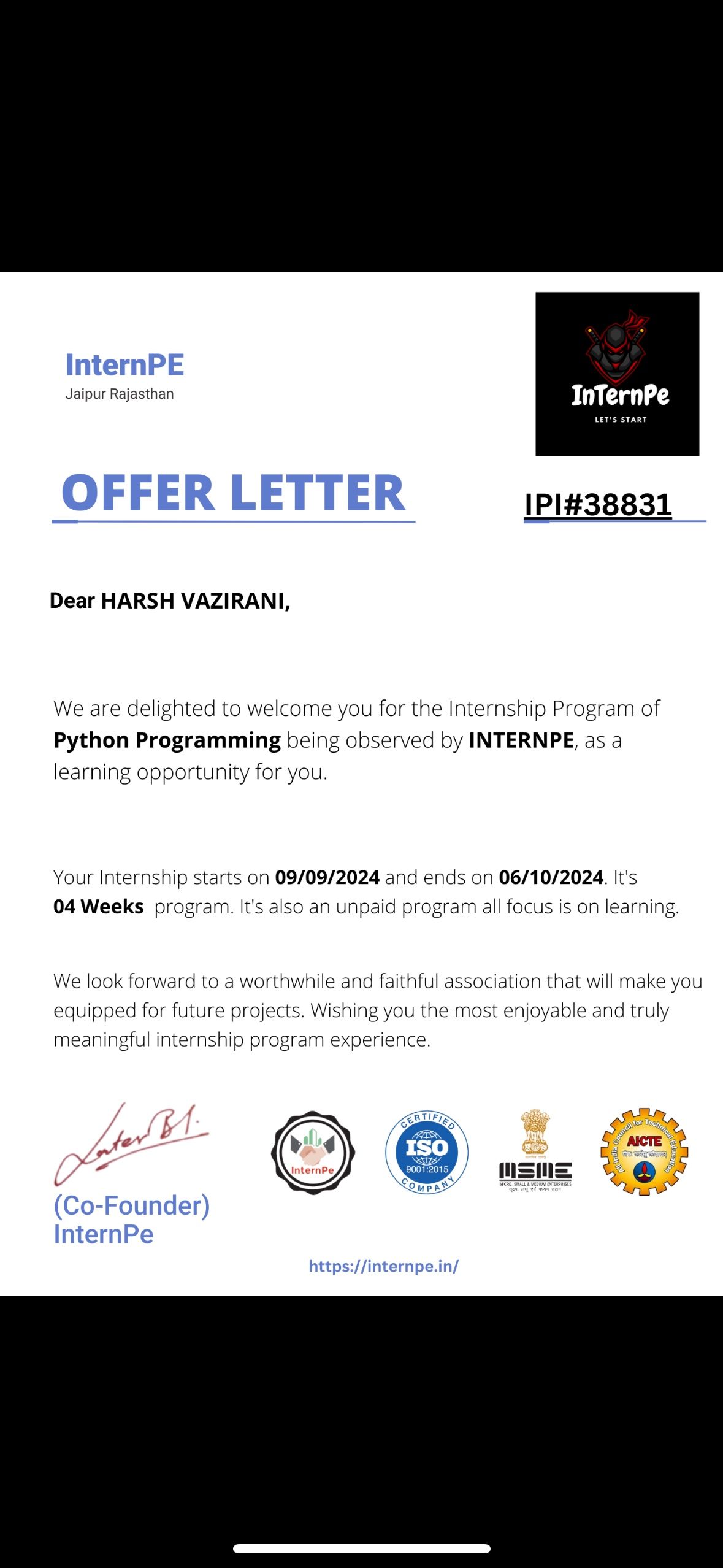 Harsh Vazirani on LinkedIn: #internshipopportunity #pythondeveloper # ... Harsh Vazirani on LinkedIn: #internshipopportunity #pythondeveloper # ...