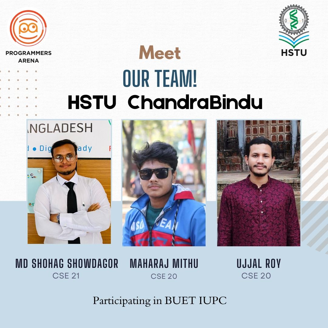 Programmers Arena on LinkedIn: #hstu #buetiupc2024 #cse # ... Programmers Arena on LinkedIn: #hstu #buetiupc2024 #cse # ...