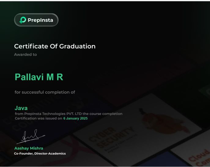 Pallavi M R on LinkedIn: #java #certification #learning # ... Pallavi M R on LinkedIn: #java #certification #learning # ...