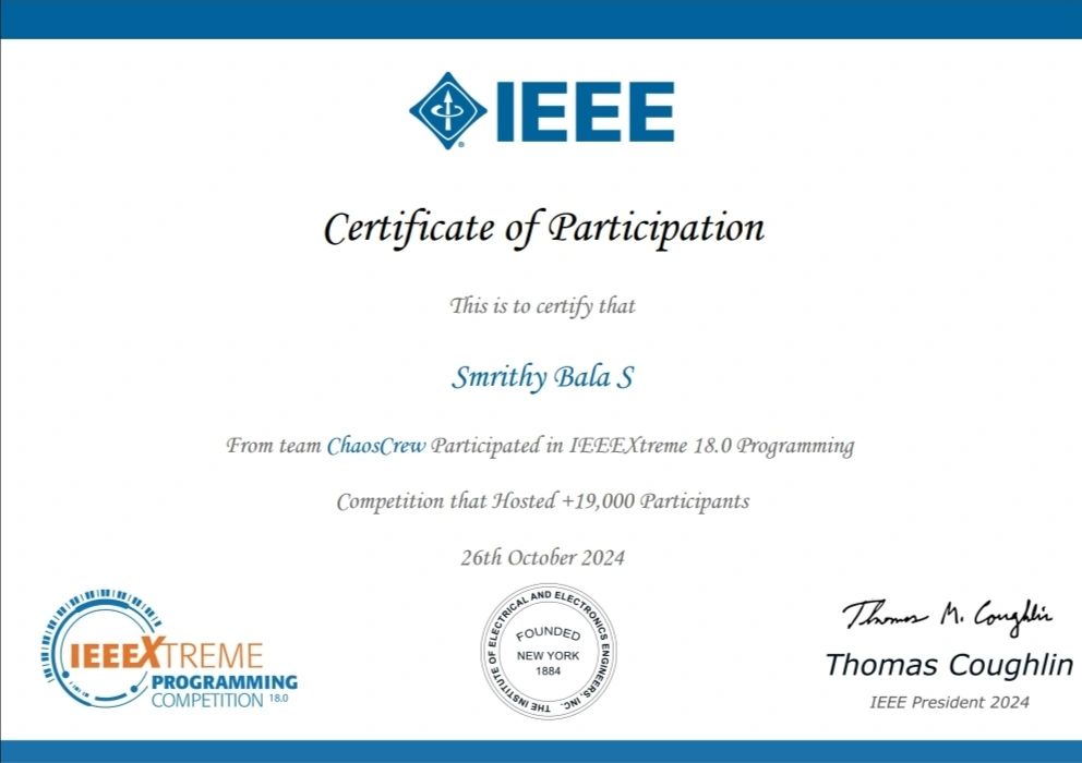 #ieee #ieeextreme #coding #competitiveprogramming | Smrithy Bala #ieee #ieeextreme #coding #competitiveprogramming | Smrithy Bala