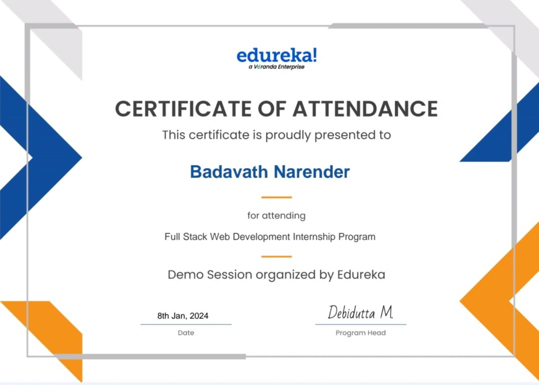Narender Badavath on LinkedIn: edureka! Full Stack Web Development Narender Badavath on LinkedIn: edureka! Full Stack Web Development