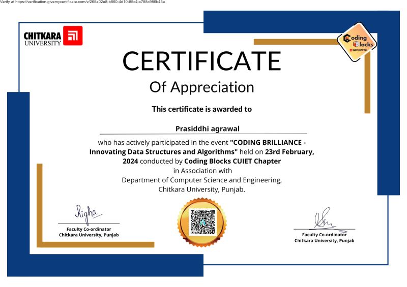 My journey with Coding Blocks CUIET Chapter | Prasiddhi Agrawal posted ... My journey with Coding Blocks CUIET Chapter | Prasiddhi Agrawal posted ...
