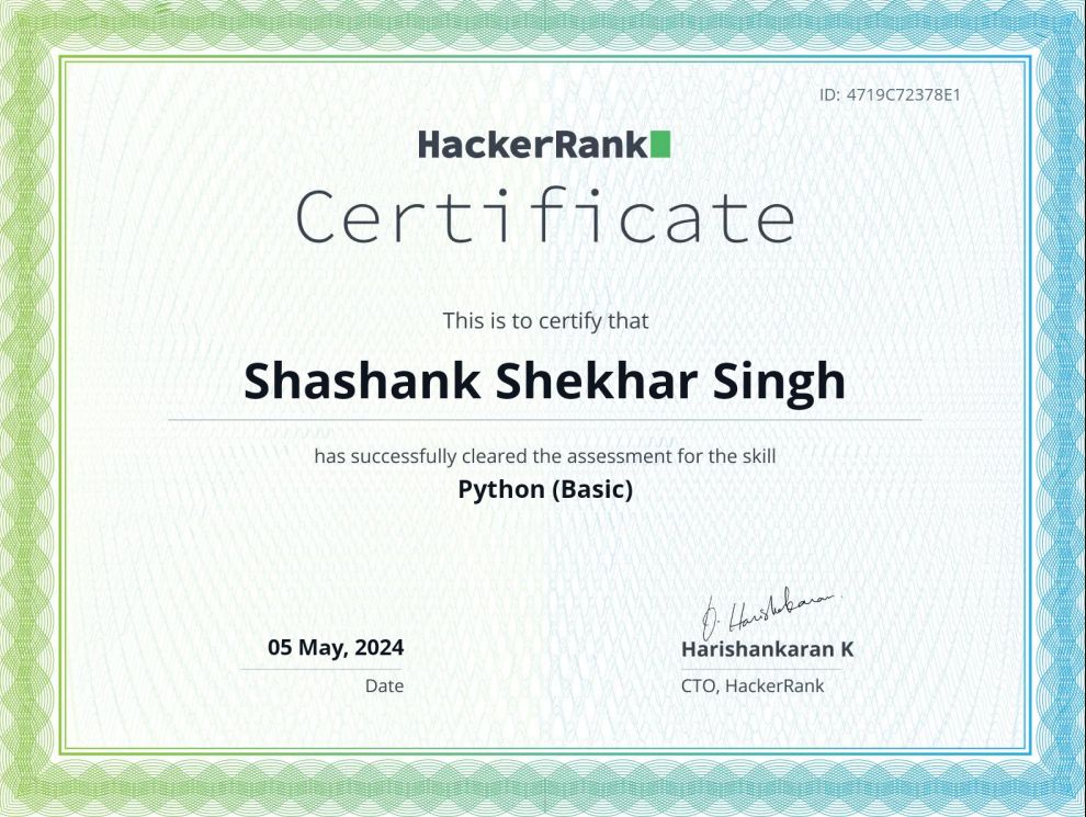 shashank shekhar singh on LinkedIn: #python #sql #hackerrank #knowledge ... shashank shekhar singh on LinkedIn: #python #sql #hackerrank #knowledge ...