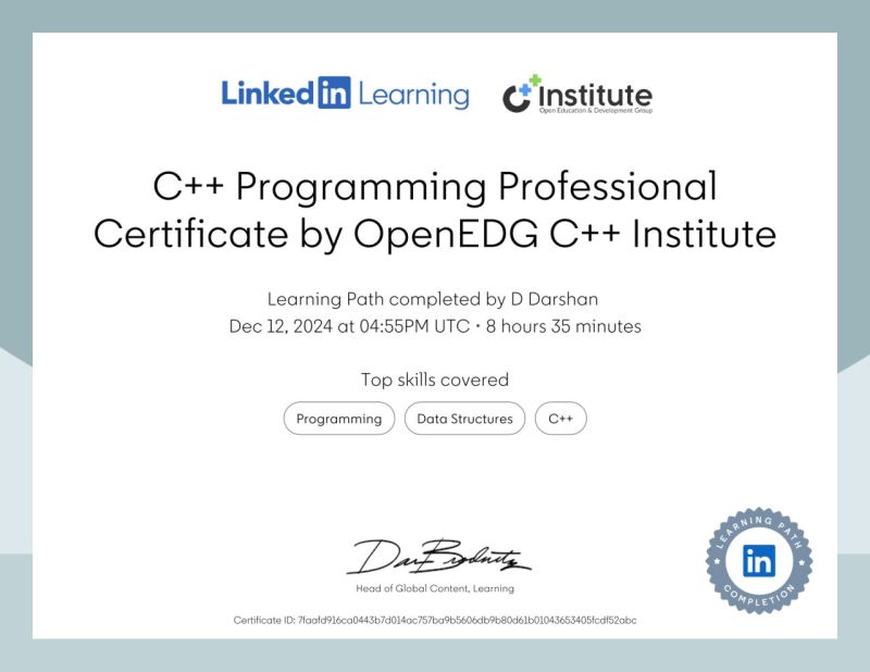 D Darshan on LinkedIn: #cplusplus #programming #linkedinlearning # ... D Darshan on LinkedIn: #cplusplus #programming #linkedinlearning # ...