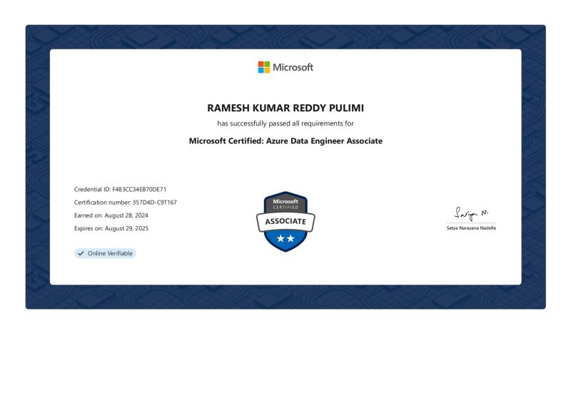PULIMI RAMESH KUMAR REDDY on LinkedIn: #azure #microsoftcertified # ... PULIMI RAMESH KUMAR REDDY on LinkedIn: #azure #microsoftcertified # ...