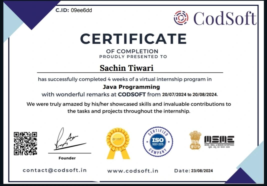 Sachin Tiwari on LinkedIn: #codsoft Sachin Tiwari on LinkedIn: #codsoft