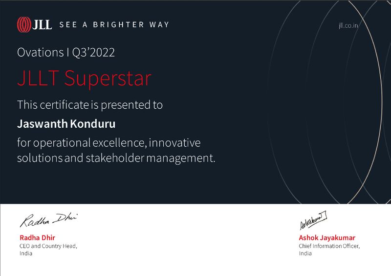 Jaswanth Varma Konduru on LinkedIn: #jll #thankyou Jaswanth Varma Konduru on LinkedIn: #jll #thankyou