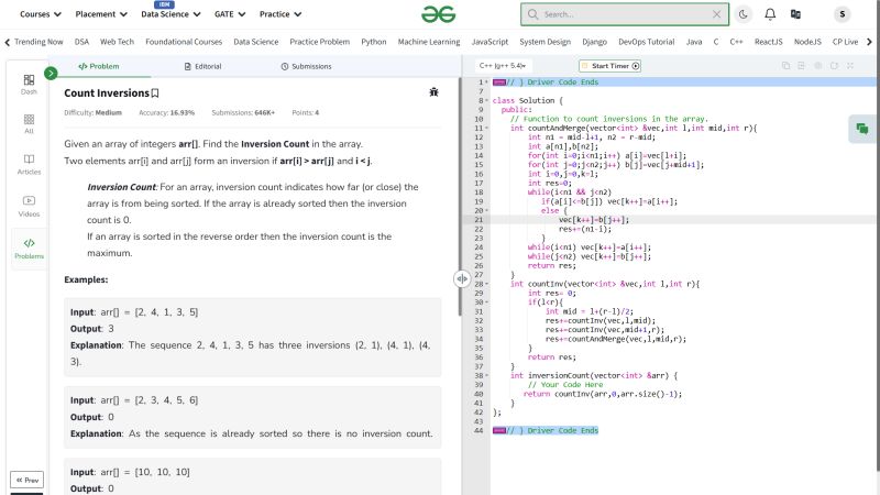 #gfg160 #geekstreak2025 #dsa #geeksforgeeks #coding #inversioncount ... #gfg160 #geekstreak2025 #dsa #geeksforgeeks #coding #inversioncount ...