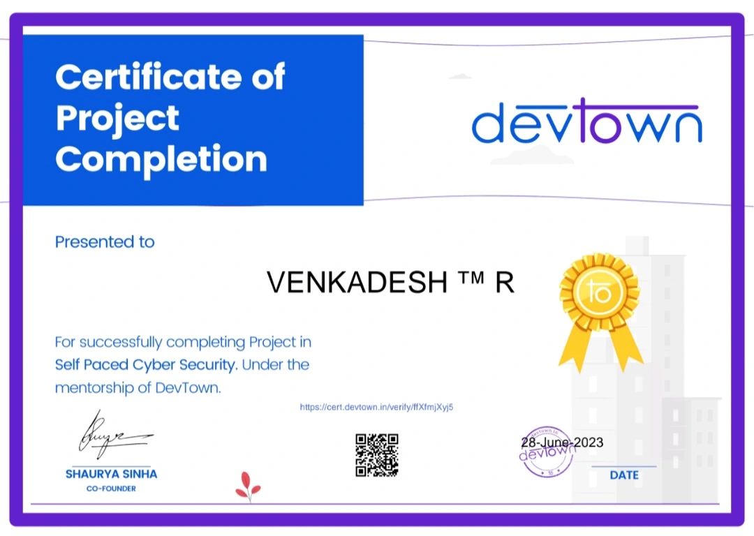 Venkadesh .R on LinkedIn: successfully completed Project in Venkadesh .R on LinkedIn: successfully completed Project in