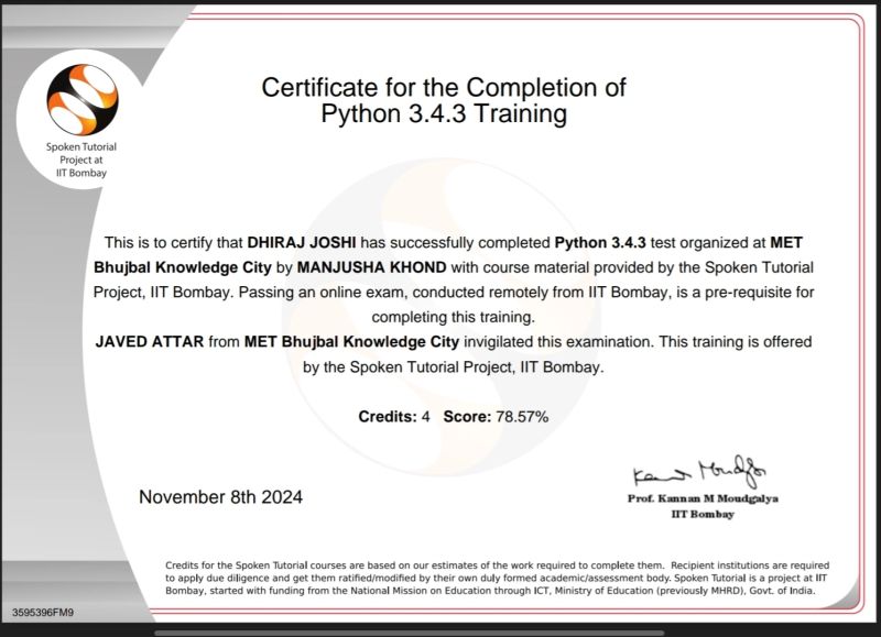 Dhiraj Joshi on LinkedIn: #python #iitbombay #spokentutorial # ... Dhiraj Joshi on LinkedIn: #python #iitbombay #spokentutorial # ...