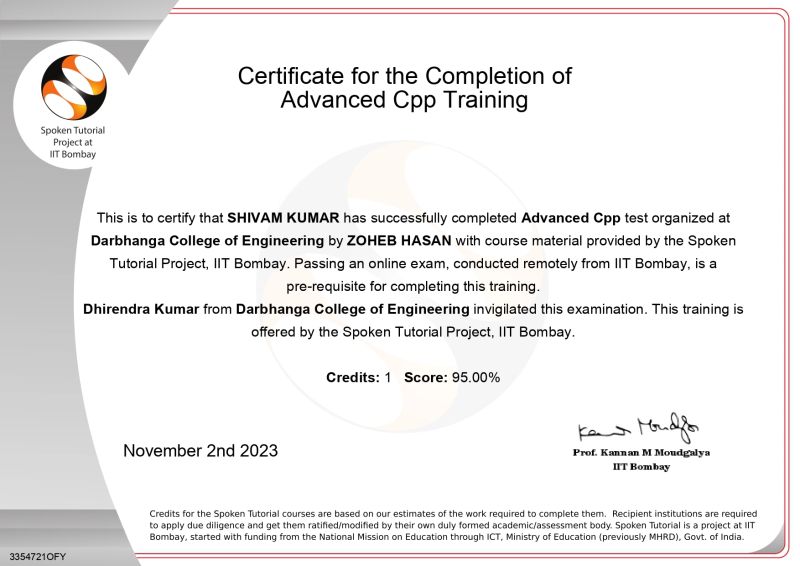 SHIVAM KUMAR on LinkedIn: #iitbombay #cpp #cppprogramming SHIVAM KUMAR on LinkedIn: #iitbombay #cpp #cppprogramming