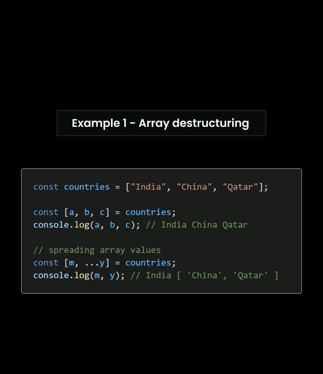 Shaikh Mohsin on LinkedIn: #javascript #programming #destructuring Shaikh Mohsin on LinkedIn: #javascript #programming #destructuring