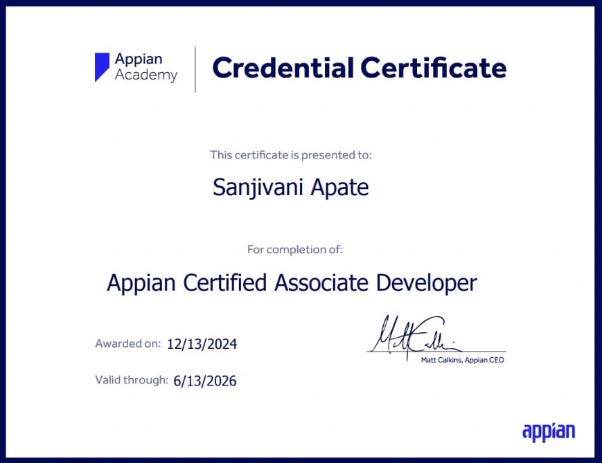 #appian #bpm #rpa | Sanjivani Apate #appian #bpm #rpa | Sanjivani Apate