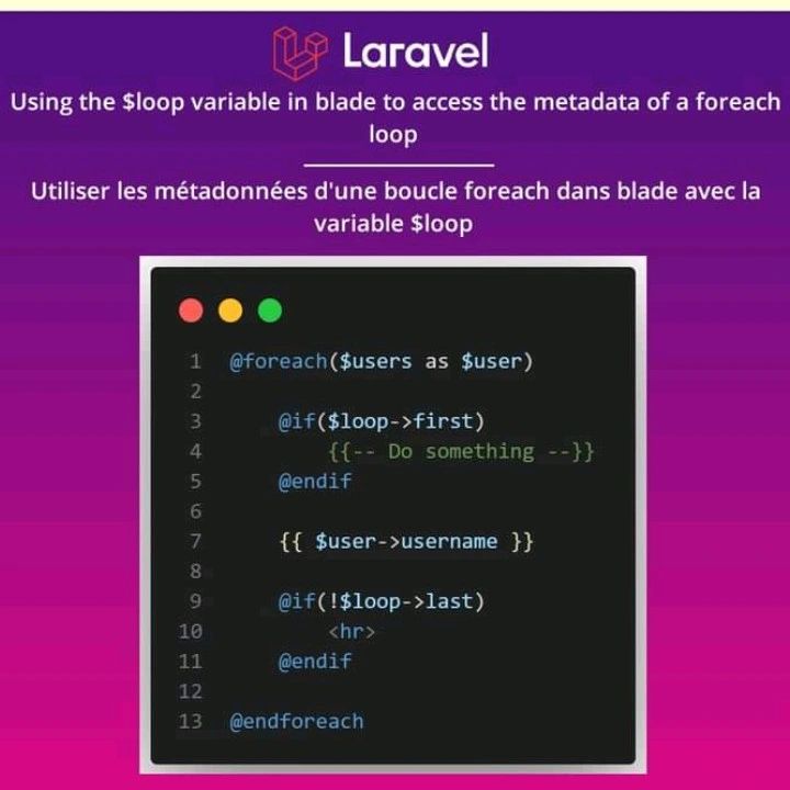 Laravel: How to access foreach loop metadata | Ibrahim Khalil posted on ... Laravel: How to access foreach loop metadata | Ibrahim Khalil posted on ...