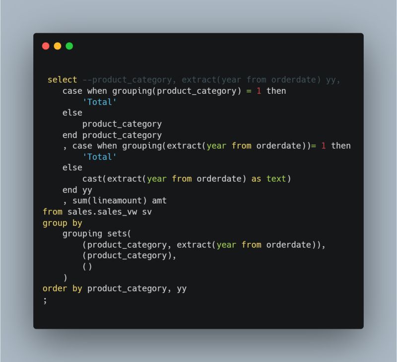 Jim Jortons on LinkedIn: sql - group by grouping sets() note: first ... Jim Jortons on LinkedIn: sql - group by grouping sets() note: first ...
