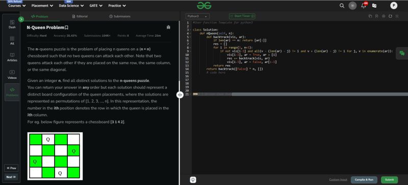 #gfg160 #gfg160 #backtracking #nqueens #dsa #codingchallenge #day77 ... #gfg160 #gfg160 #backtracking #nqueens #dsa #codingchallenge #day77 ...