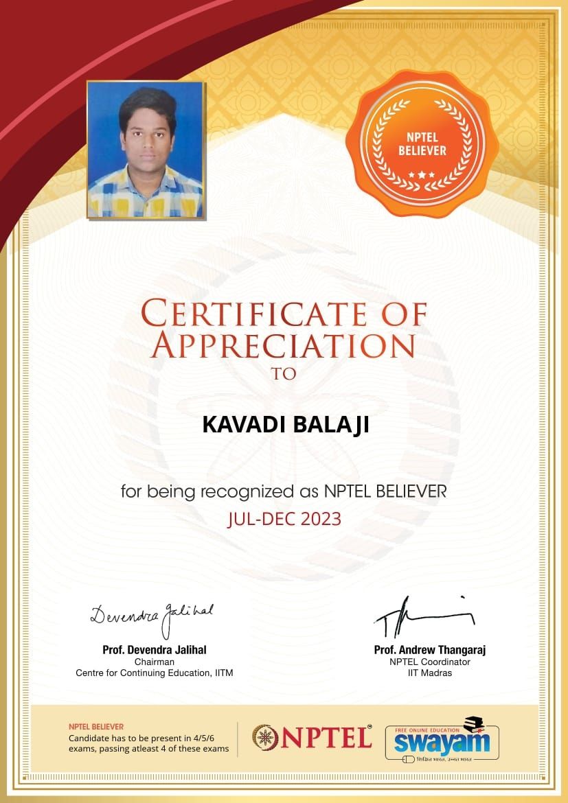 Balaji Kavadi on LinkedIn: #nptel Balaji Kavadi on LinkedIn: #nptel