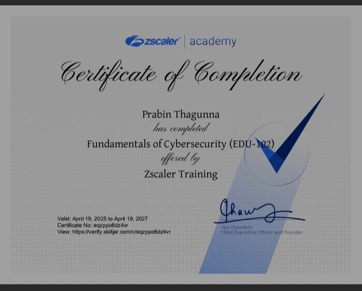 Completed the Fundamentals of Cybersecurity (EDU-102) course from ... Completed the Fundamentals of Cybersecurity (EDU-102) course from ...