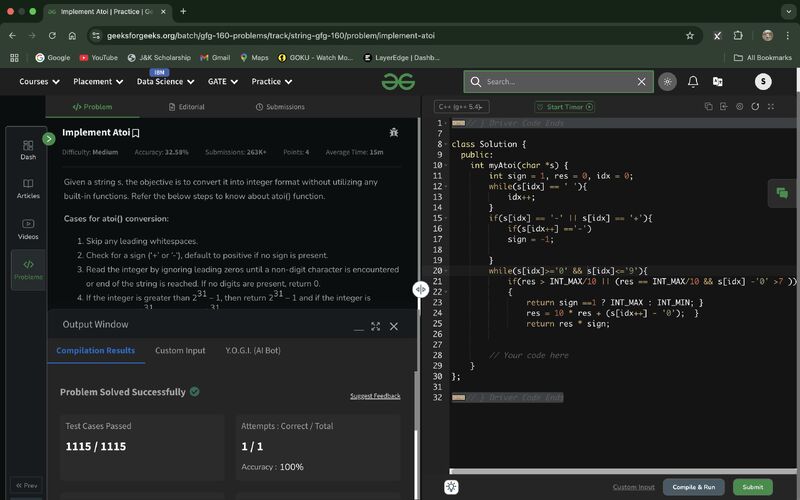 #gfg160 #geekstreak2025 #dsa #atoi #stringtointeger #100daysofcode ... #gfg160 #geekstreak2025 #dsa #atoi #stringtointeger #100daysofcode ...