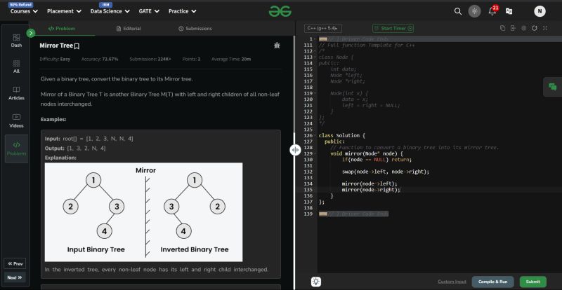 #dsa #binarytree #mirrortree #recursion #competitiveprogramming #gfg160 ... #dsa #binarytree #mirrortree #recursion #competitiveprogramming #gfg160 ...