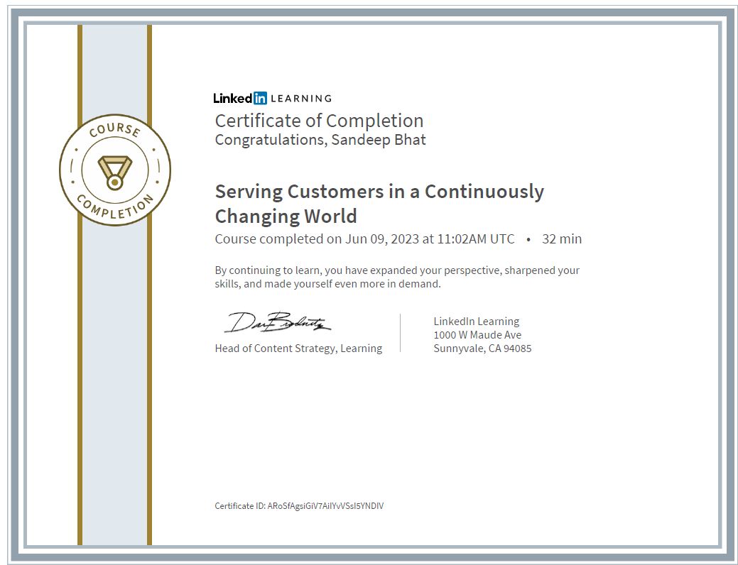 Sandeep Bhat on LinkedIn: #continuouslearning Sandeep Bhat on LinkedIn: #continuouslearning