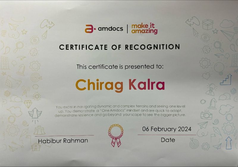 Chirag Kalra on LinkedIn: #makeitamazing #amdocs | 16 comments Chirag Kalra on LinkedIn: #makeitamazing #amdocs | 16 comments