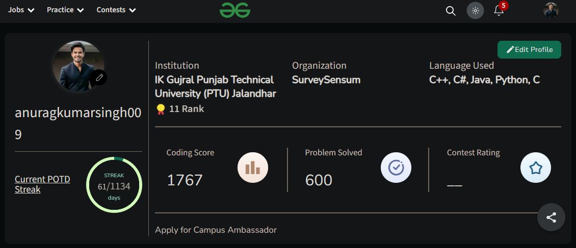 Completed 600 DSA questions! | Anurag Kumar Singh posted on the topic ... Completed 600 DSA questions! | Anurag Kumar Singh posted on the topic ...