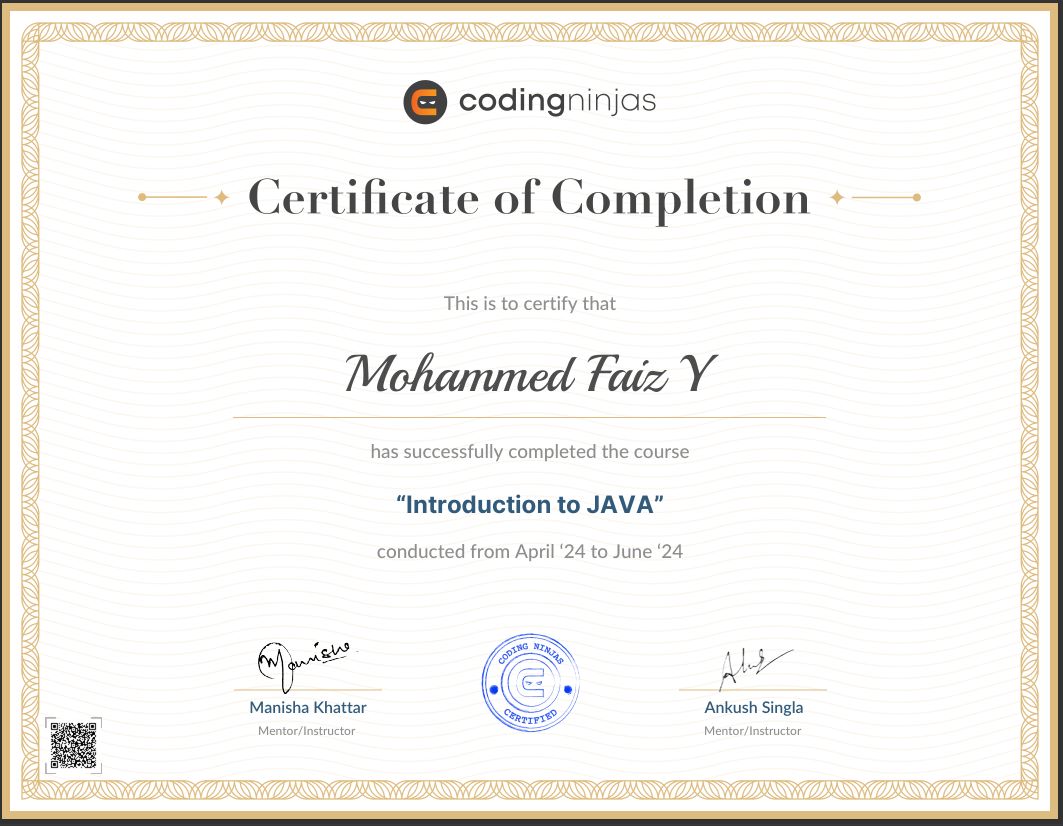 Mohammed Faiz on LinkedIn: #javaprogramming #codingninjas # ... Mohammed Faiz on LinkedIn: #javaprogramming #codingninjas # ...