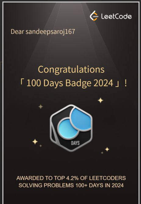 Sandeep Kumar Saroj on LinkedIn: #leetcode #100daysbadge # ... Sandeep Kumar Saroj on LinkedIn: #leetcode #100daysbadge # ...