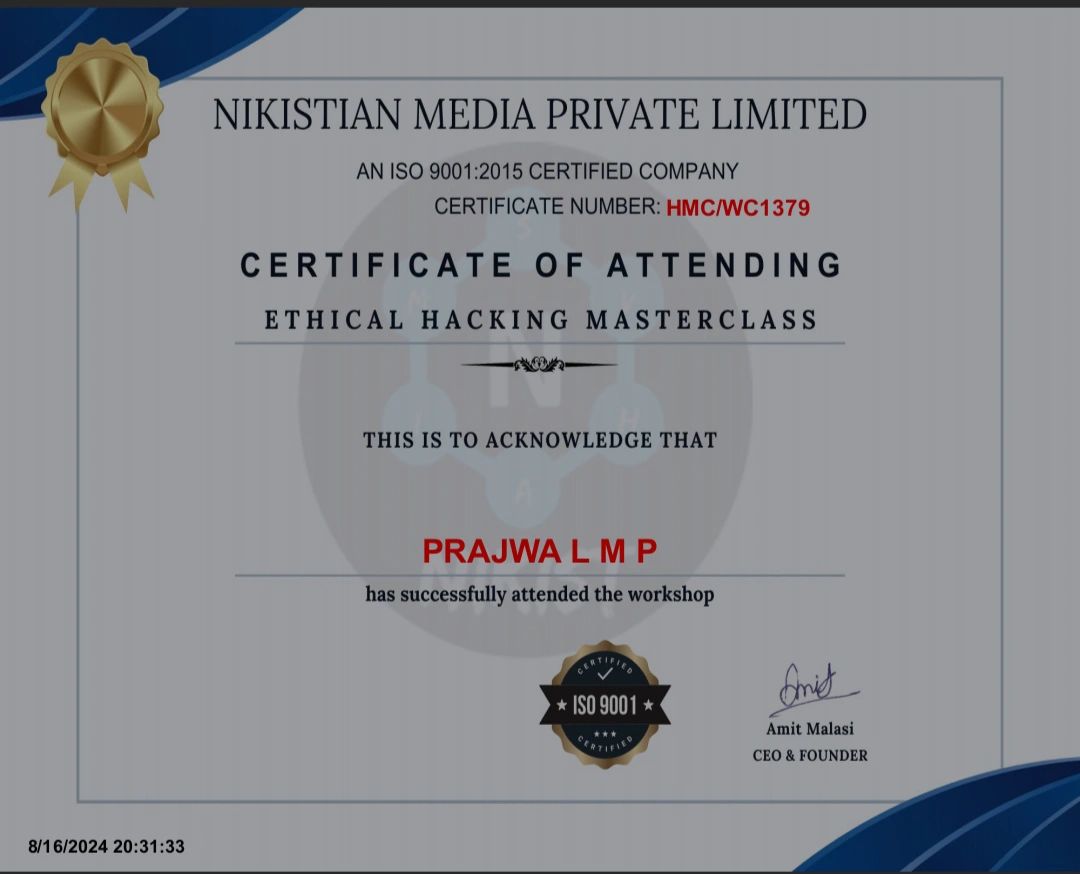 Prajwal M P on LinkedIn: Ethical hacking masterclass Prajwal M P on LinkedIn: Ethical hacking masterclass