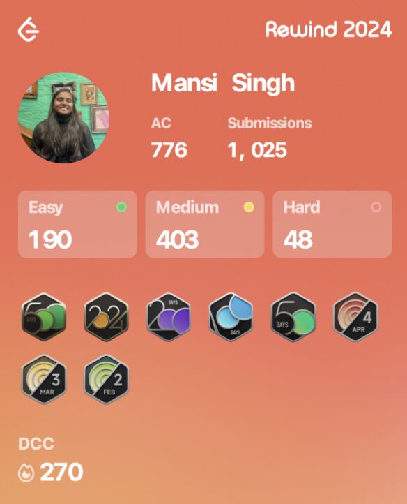 Mansi Singh on LinkedIn: 2024 LeetCode Rewind 😊 Mansi Singh on LinkedIn: 2024 LeetCode Rewind 😊
