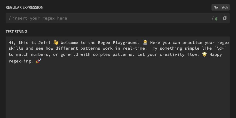 Jeffrey Thomas on LinkedIn: I’ve just built a Regex Practice Website ... Jeffrey Thomas on LinkedIn: I’ve just built a Regex Practice Website ...