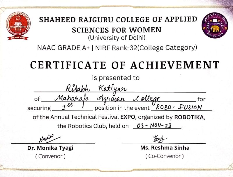 Thrilled to share that I secured the First Position in Robo Fusion, the ... Thrilled to share that I secured the First Position in Robo Fusion, the ...