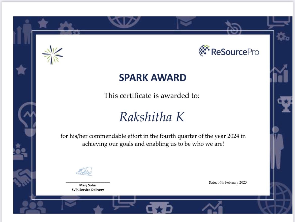 Rakshitha K posted on LinkedIn Rakshitha K posted on LinkedIn