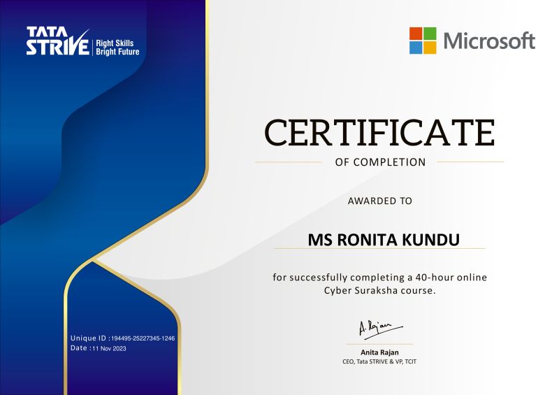 Ronita Kundu on LinkedIn: #tatastrive #microsoft #cybersecurity # ... Ronita Kundu on LinkedIn: #tatastrive #microsoft #cybersecurity # ...