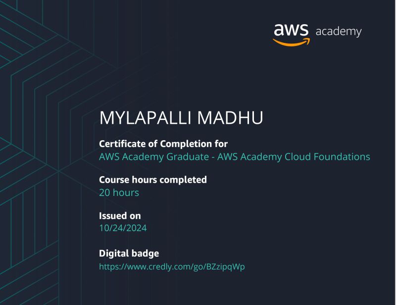 MYLAPALLI Madhu on LinkedIn: #aws #cloudcomputing #certification # ... MYLAPALLI Madhu on LinkedIn: #aws #cloudcomputing #certification # ...