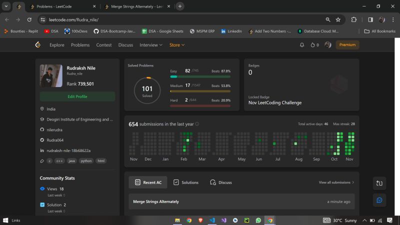 100 DSA problems solved with consistency | Rudraksh Nile posted on the ... 100 DSA problems solved with consistency | Rudraksh Nile posted on the ...