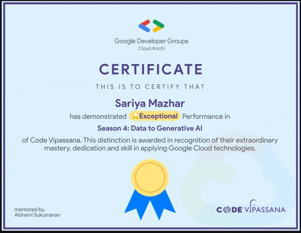 Completed Data to Generative AI certification | Sariya Mazhar posted on ... Completed Data to Generative AI certification | Sariya Mazhar posted on ...