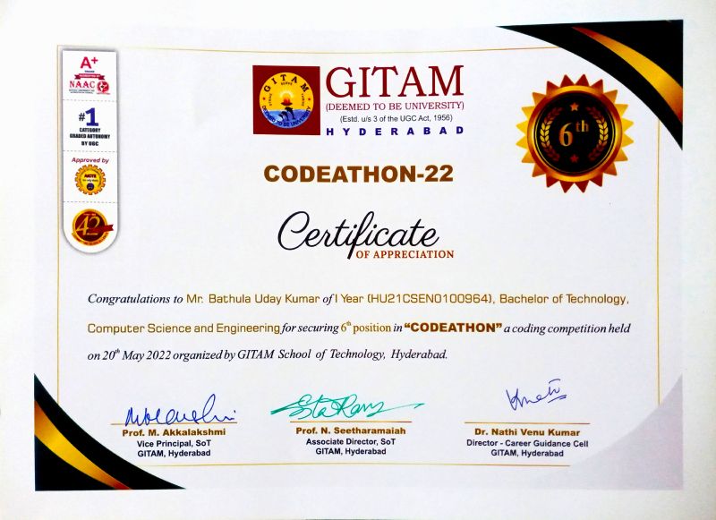 #python #hyderabad #codeathon #gitam | Uday Kumar Bathula #python #hyderabad #codeathon #gitam | Uday Kumar Bathula