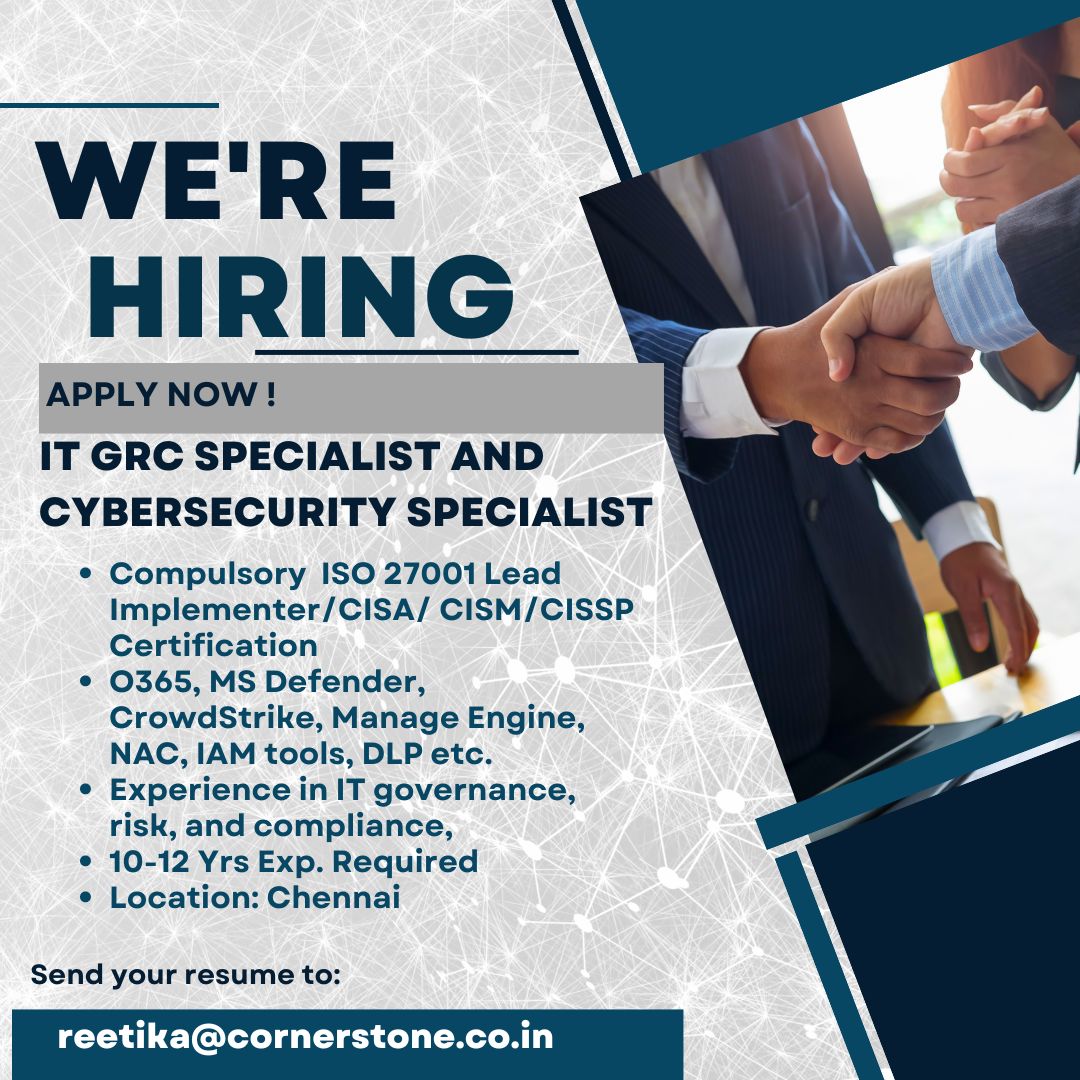Reetika Sethi on LinkedIn: #hiring #grc #cybersecurity #gdpr Reetika Sethi on LinkedIn: #hiring #grc #cybersecurity #gdpr