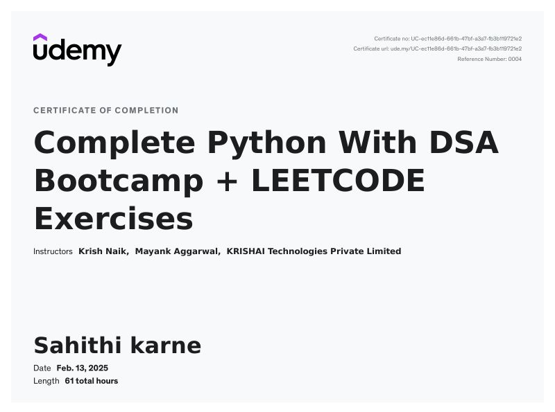 Sahithi Karne on LinkedIn: #python #dsa #leetcode #techlearning # ... Sahithi Karne on LinkedIn: #python #dsa #leetcode #techlearning # ...