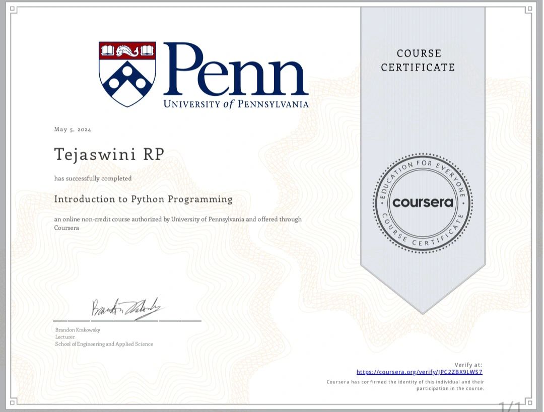 #python #professionaldevelopment #university | Tejaswini Prabhakaran #python #professionaldevelopment #university | Tejaswini Prabhakaran