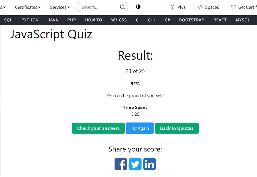 Test your JavaScript skills with W3Schools' quiz! | Mahesh Kushwaha ... Test your JavaScript skills with W3Schools' quiz! | Mahesh Kushwaha ...