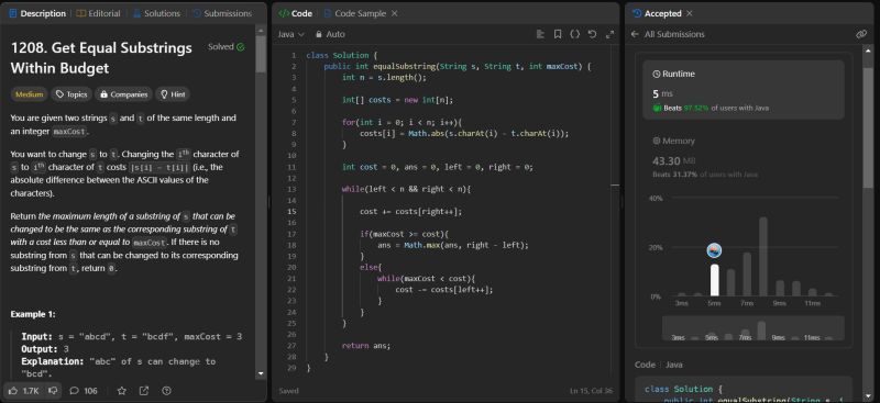 LeetCode: Get Equal Substrings Within Budget | Suyash Vikram Singh ... LeetCode: Get Equal Substrings Within Budget | Suyash Vikram Singh ...
