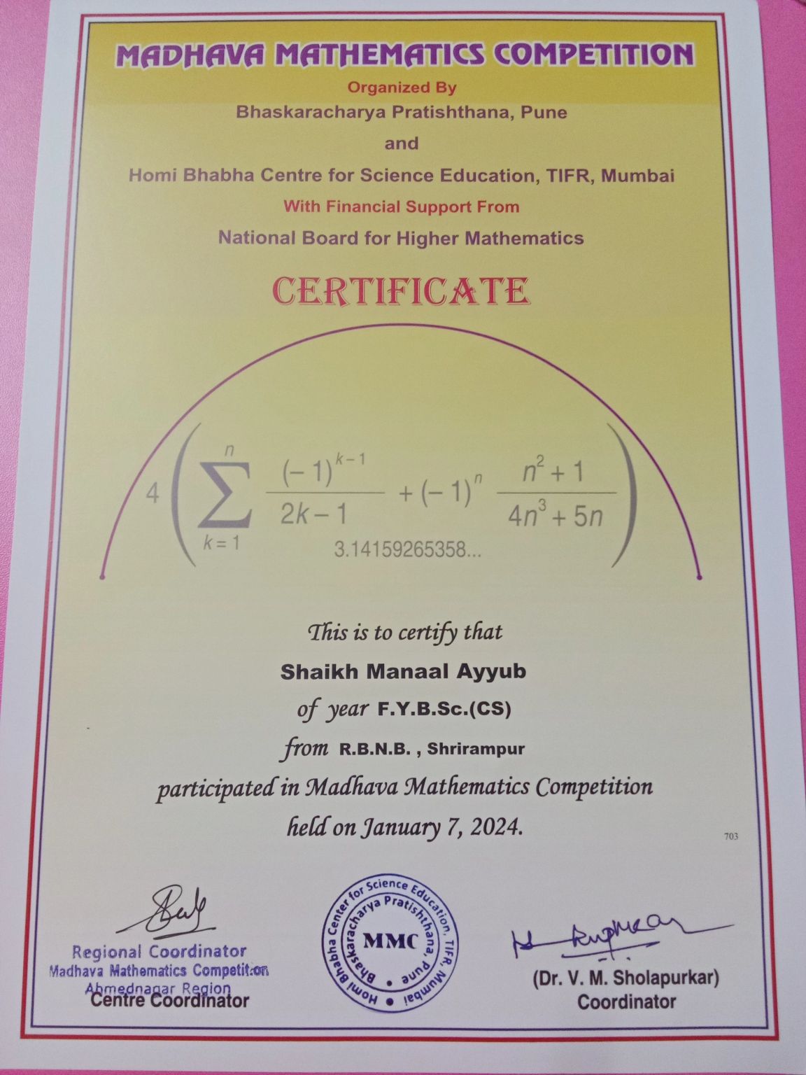 Manaal Shaikh on LinkedIn: Certificate of Madhava Mathematics Competition. Manaal Shaikh on LinkedIn: Certificate of Madhava Mathematics Competition.