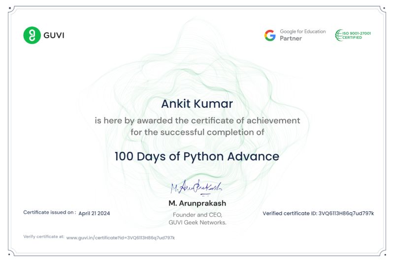 #python #advanced #guvi #google | Ankit Kumar #python #advanced #guvi #google | Ankit Kumar