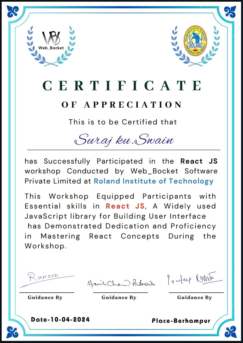 Suraj Kumar Swain on LinkedIn: #reactjs #certified #developer #techskills Suraj Kumar Swain on LinkedIn: #reactjs #certified #developer #techskills